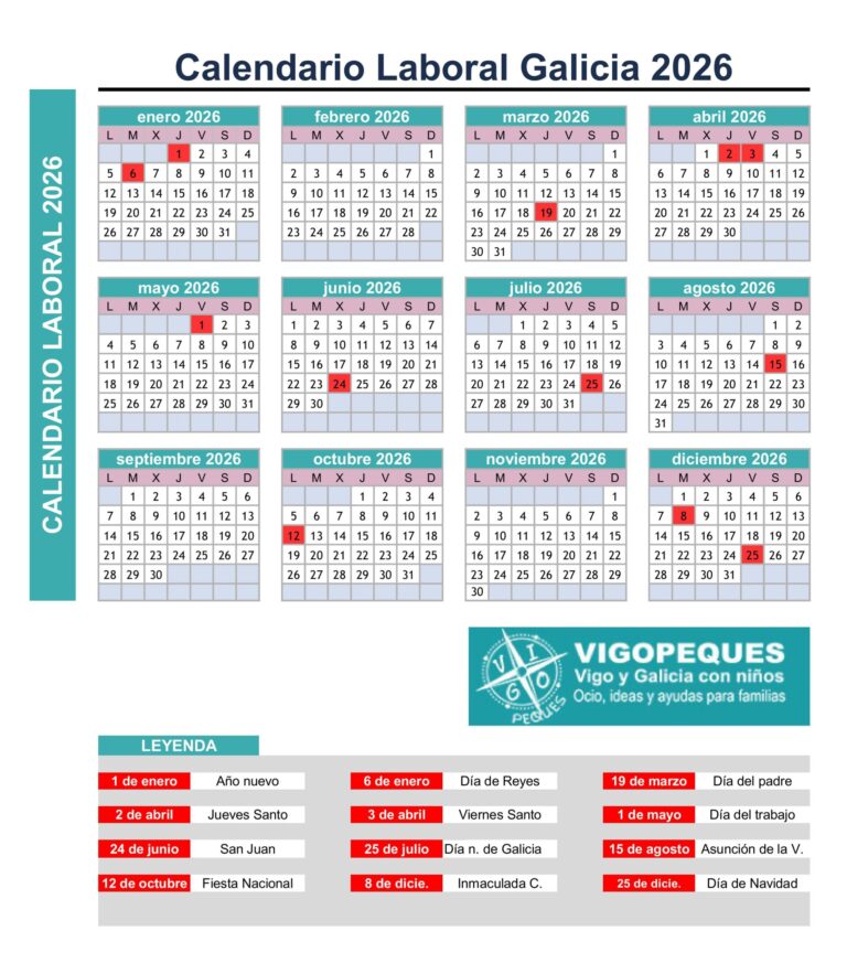 Calendario Laboral Galicia 2026 – Jours Fériés